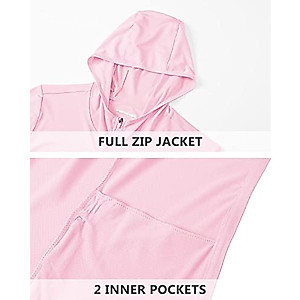 KEFITEVD Womens Sun Shirts Long Sleeve SPF 50+ Sun Protection Jacket UV Protection Hiking Jackets Hooded Long Sleeve Cooling Shirt with Pockets Light Pink