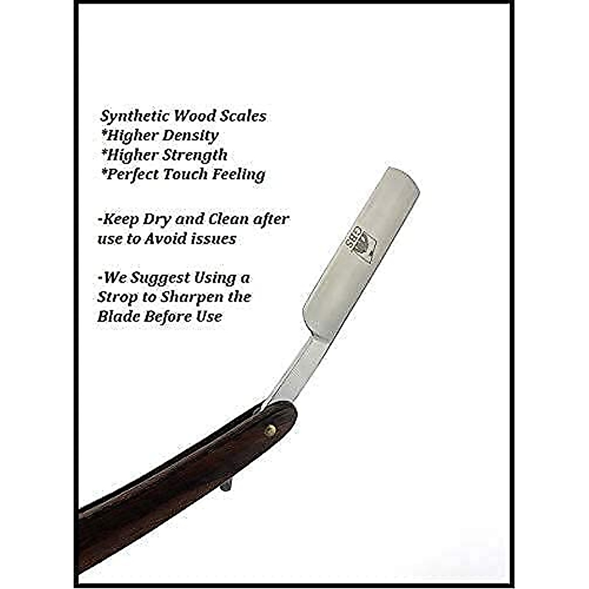 G.B.S Mahogany Wood, Shave Ready Straight Razor, Leather Strop Made with Cow Hide Leather Steel Clamp, Wooden Handle