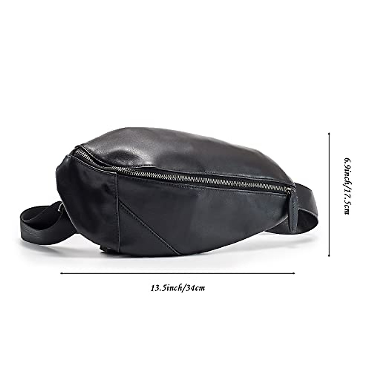 GZRHKJ Crossbody Bags for Women Men, Genuine Leather Small Sling Bag for Women Men，Handmade Chest Bag Shoulder Backpack——Black