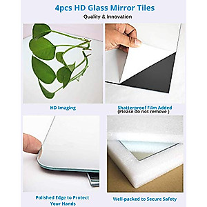 Lecerent Full Length Wall Mirror with Acrylic Adhesive Tapes, 4pcs Frameless Body Mirror Tiles for Bedroom Bathroom Home Gym Closet Door