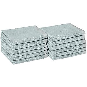 Amazon Basics Quick-Dry Washcloth - 100% Cotton, 12-Pack, Ice Blue