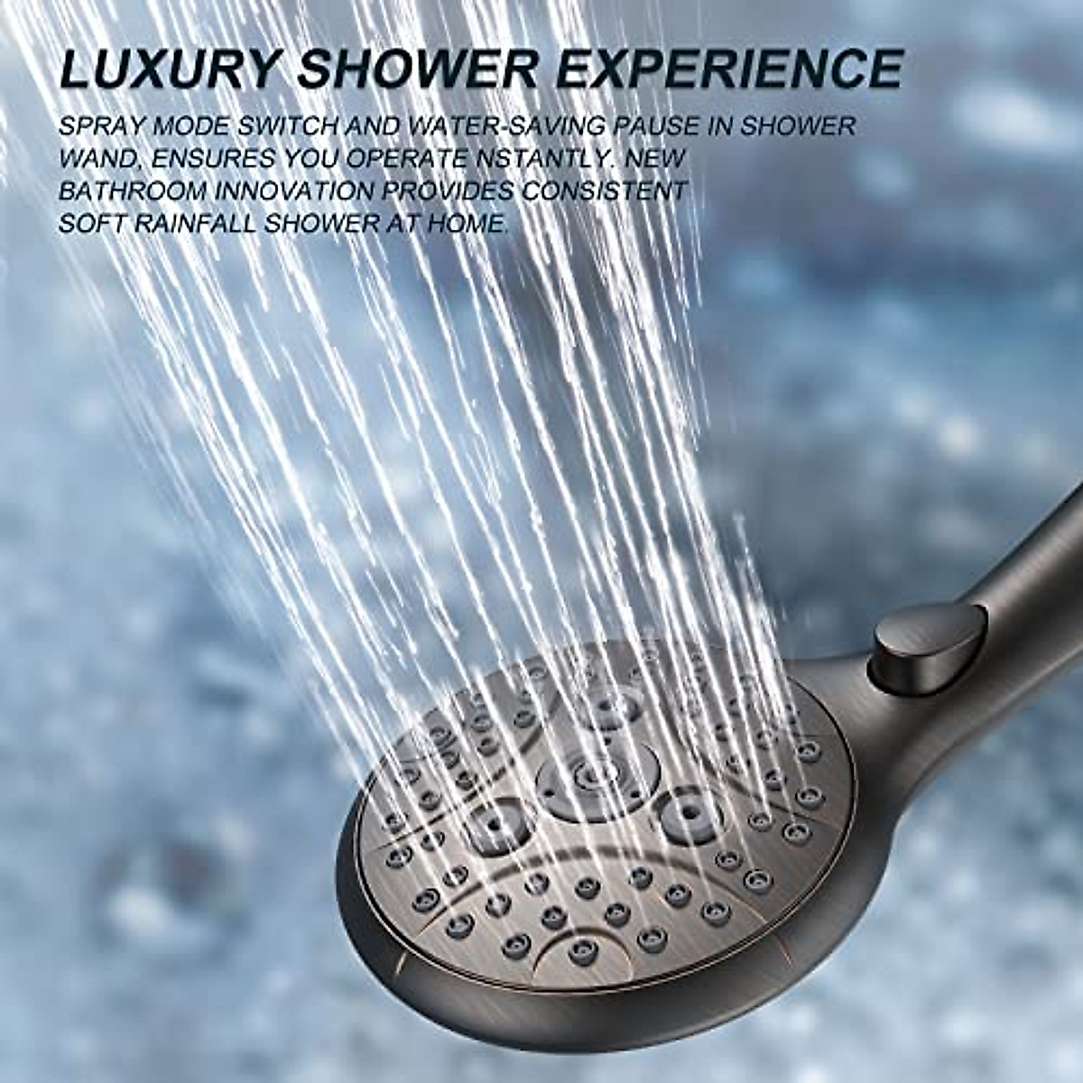 SunCleanse Shower Head, 7 Settings Hand held Shower with ON/OFF Pause Switch, Oil Rubbed Bronze High Pressure Shower Head with 71 inch Hose