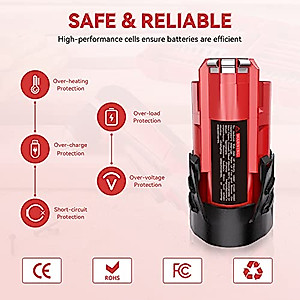 VANON Upgraded 4Pack 3.5Ah 12V Lithium ion Replacement for Milwaukee M-12 Battery XC M12B 48-11-2401 48-11-2402 48-59-1812 48-11-2411 48-11-2420 48-59-2401