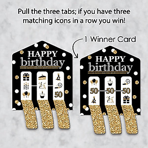 Big Dot of Happiness Adult 50th Birthday - Gold - Birthday Party Game Pickle Cards - Pull Tabs 3-in-a-Row - Set of 12