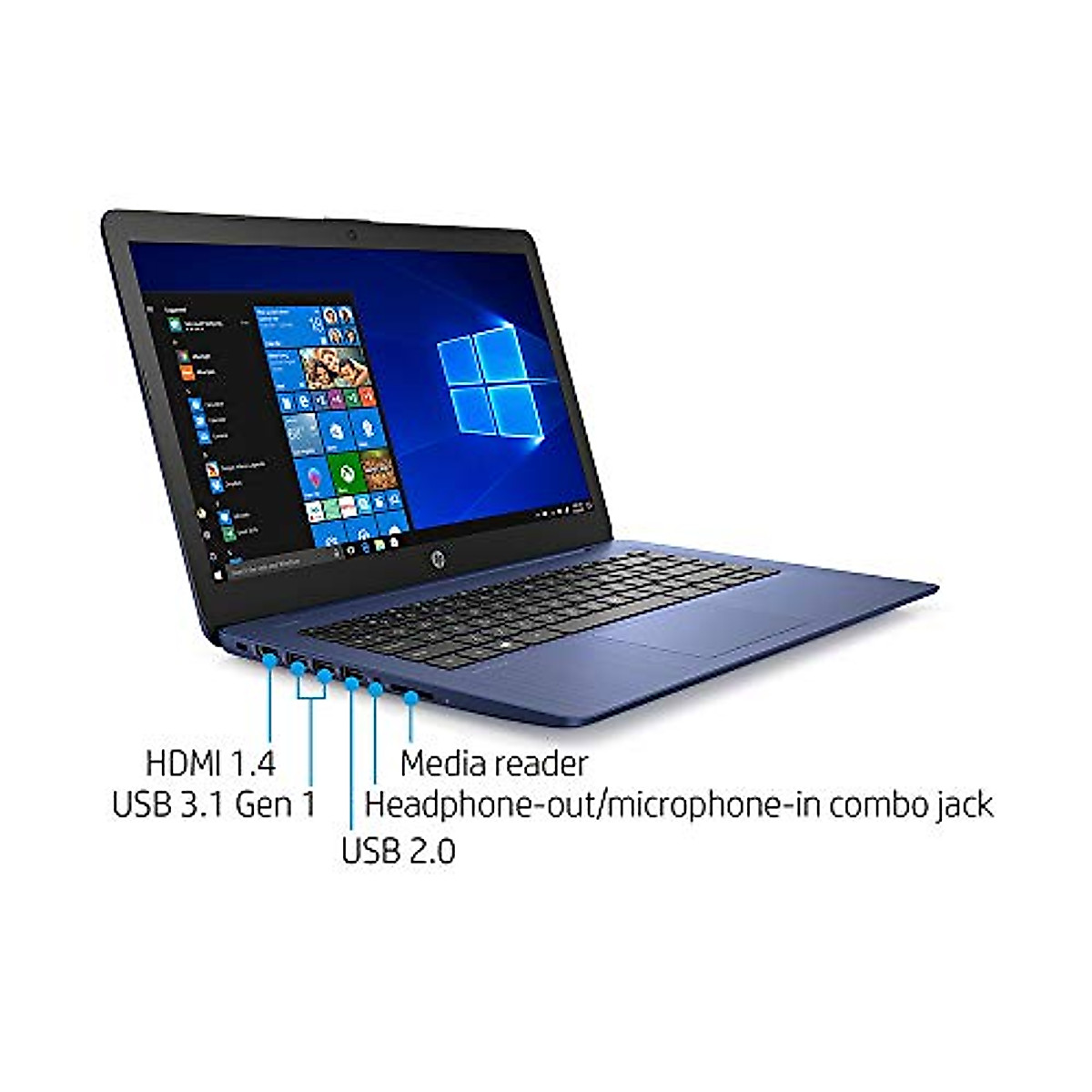 2021 HP Stream 14" HD SVA Laptop Computer, Intel Celeron N4000 Processor, 4GB RAM, 64GB eMMC Flash Memory, Webcam, 1-Year Office, Intel UHD Graphics 600, Win 10S, Royal Blue, (Renewed)