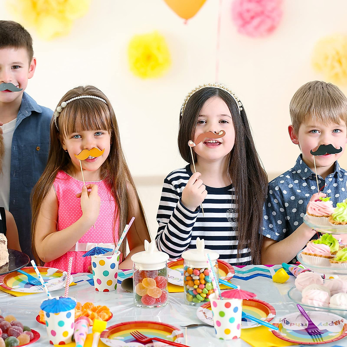 100 Pcs Rainbow Party Supplies Include 7 Inch Rainbow Party Plates 9 Inch Party Plates Napkins and Tableware Forks Spoons for 20 Guests Birthday Party Decorations(Rainbow Style)