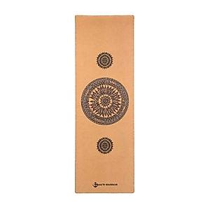 Shakti Warrior Mandala Cork Yoga mat,Extra Long and Wide,Artist Designed, Premium eco friendly mats, Non Slip, Great for Regular & Hot Yoga, Pilates and Work out (84 inchx27 inchx2mm Thick)