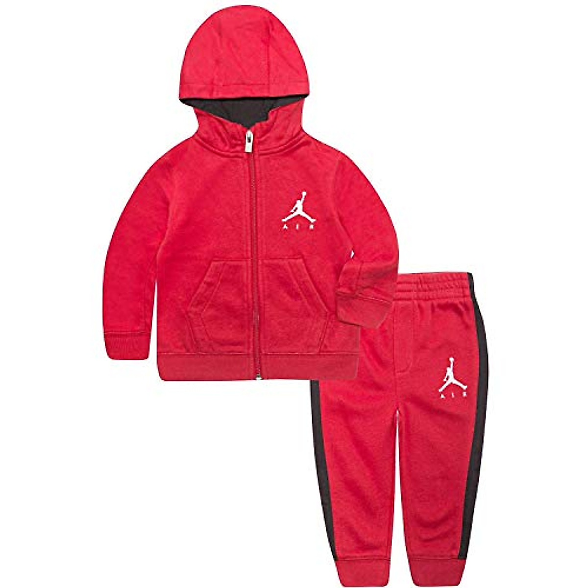 Jordan 'Air Baby Boys French Terry Full Zip Hoodie & Pants 2 Piece Set (Gym Red(655452-R78)/White, 12 Months)