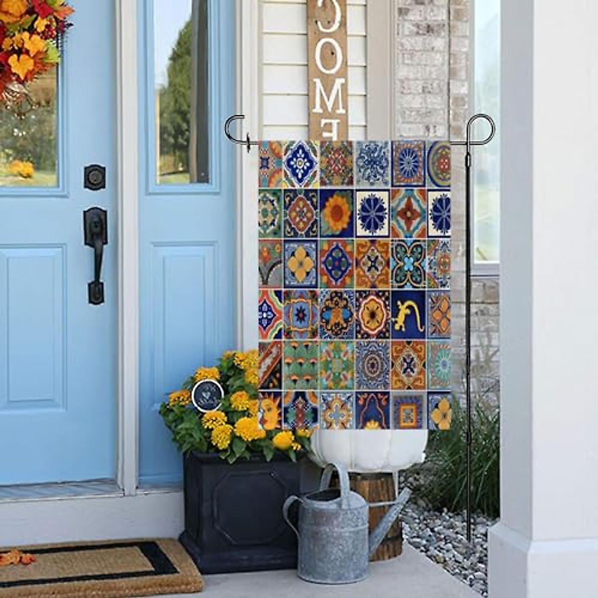 Double-sided garden flag Talavera Tiles Mexican Folk Outdoor Flag Garden Flag Yard Outdoor Decoration （12×18in）.