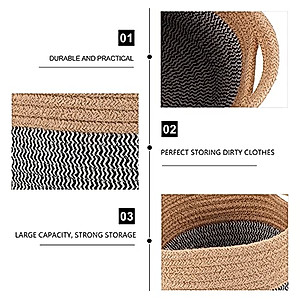 Woven Hamper Collapsible Basket Cotton Rope Woven Basket Large Storage Laundry Plant Pot Cover Decorative Storage Basket for Living Room Bathroom Baskets Nursery Organizer Bins