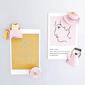 4pcs Pink Decorative Refrigerator Magnet for Home Kitchen Office Whiteboard Locker Decoration - Fake Houseware Fridge Magnet with Simulation Toaster Kettle Pot Fridget, Pink Aesthetics Home Decor