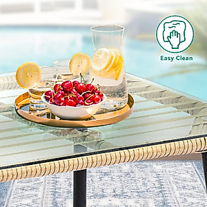 YITAHOME 2-Piece Patio Furniture Wicker Outdoor Loveseat, All-Weather Rattan Conversation for Backyard, Balcony and Deck with Soft Cushions and SideTable (Light Brown+Beige)