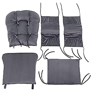 Paddie Glider Rocker Replacement Cushions with Storage Velvet Washable Non Slip for Glider Rocking Chair, 5PCS, Dark Grey