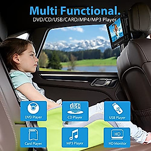 Megatek 12.5" Portable DVD Player with 10.5" HD Swivel Screen, Upgraded 6-Hour Rechargeable Battery, Play CD/DVD/USB/SD Card, Car Headrest Mount, AC Power Adapter, Car Charger, Remote Control