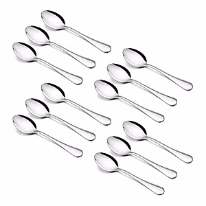 HaWare 12-Piece Demitasse Espresso Spoons, 5.3” Stainless Steel Coffee Spoon, Teaspoons set of 12, Mini Stirring Spoons for Dessert, Sugar, Ice Cream, Soup, Cappuccino, Non-toxic, Dishwasher Safe