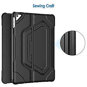 JETech Case for iPad 10.2-Inch (2021/2020/2019 Model, 9/8/7 Generation), Double-fold Stand with Shockproof TPU Back Cover, Auto Wake/Sleep (Black)