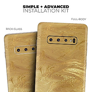 DesignSkinz Molten Gold Digital Foil Swirl V5 Protective Vinyl Decal Wrap Skin Cover Compatible with The Samsung Galaxy S20 (Screen Trim & Back Glass Skin)