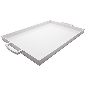 Zak Designs, White Large Rectangle Meeme Melamine Serving Tray, Easy to Hold with Modular Design, Perfect Kitchen Dinnerware for Indoor/Outdoor Activities