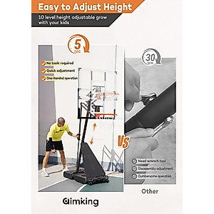 Aimking Basketball Hoop Outdoor System with 44 Inch Shatterproof Backboard, 4.8FT-10FT Height Adjustable Basketball Goal System for Youth/Teens/Adults Indoor Outdoor Pool