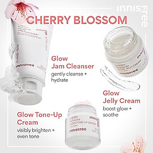 innisfree Cherry Blossom Glow Tone-Up Cream with Niacinamide for Bright, Even Skin Tone, Korean Skincare Gel Moisturizer for Face (Packaging May Vary)