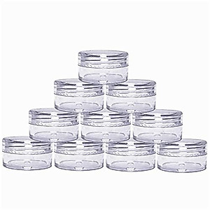 100PCS 5G/5ML Cosmetic Containers With White Lids Sample Gram Plastic Containers Lotion Jars for for Scrubs, Oils, Salves, Creams, Lotions - BPA Free