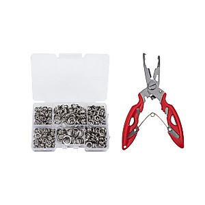 GREATFISHING X Strong 240PCS High Strength Heavy Stainless Steel Split Ring Lure Tackle Connector with Fishing Pliers 30lb to 120lb Test