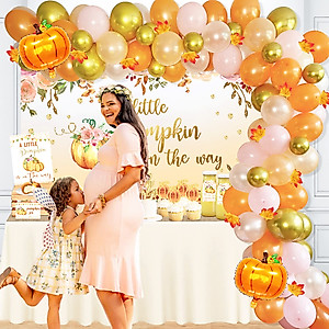 Little Pumpkin Baby Shower Decorations, Little Pumpkin Party Decorations for Rustic Fall Autumn Baby Shower Party Supplies, Halloween Thanksgiving Baby Shower Decor，A Little Pumpkin is On The Way