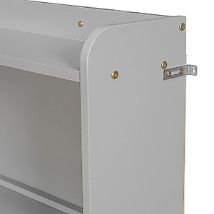 Harper & Bright Designs Full Captains Bed with Bookcase and Two Drawers, Wooden Full Size Daybed Frame with Storage,Space Saving Full Bed Frame for Girls Boys (Grey,Full)