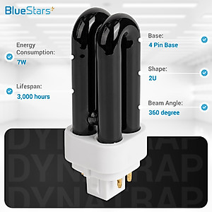 BlueStars 6-Pack 7W 41050 Replacement UV Light Bulbs for Indoor DynaTrap Models DT1050 DT1100 DT1210 DT1250 DT1260-4 Pin Base, 1/2 Acre, Premium Quality