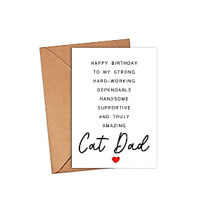 Cat Dad Birthday Card - Poem Birthday Card To Amazing Cat Dad - Birthday Card For Cat Dad - Poem Card - Gift For Him - Father's Day Gift - Cat Dad Card