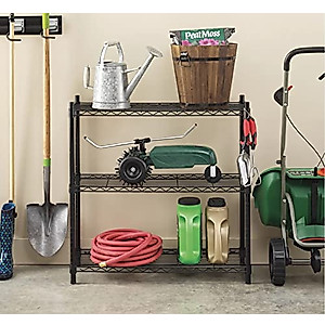 3-Tier Storage Shelves Adjustable, MGHH Wire Shelving Heavy Duty Storage Rack(150 Lbs Loading Capacity/ Shelf) Metal Shelf Organizer Wire Rack Shelf for Pantry Garage Kitchen 23"D x12"W x 30"H -Black