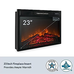 Della 31 Inch Mantel with 23 Inch 1400W Electric Fireplace with Remote Control, Heater with Realistic LED Flames, for Living Room or Bedroom - Brown