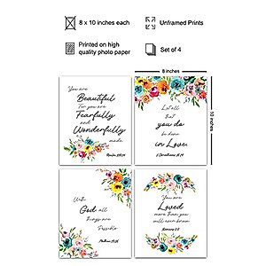 Inspirational Quotes Wall Decor - Bible Verse Wall Art - Religious Scripture Wall Decor - Christian Wall Art - Unique Gift for Women - Blessed Wall Decor - 8x10 Motivational Wall Art Posters