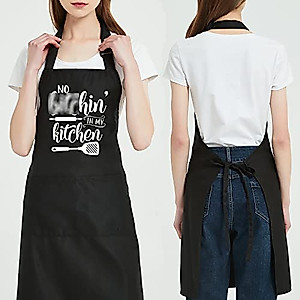 OzosKeiw Funny Cooking Aprons for Women with Pockets, Personalized BBQ Baking Chef Apron Kitchen Gifts for Mom Dad Mother Father Wife Husba One Size