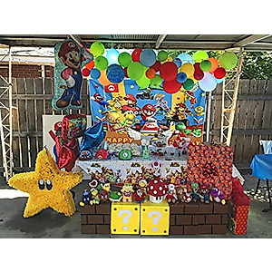 GUOBING Betta Mario Backdrop Kids Happy Birthday Baby Shower for Super Mario Bros Kart Party Backdrop Game Party Photo Video Decoration Background 7x5ft