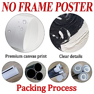 Black and White Abstract Canvas Wall Art Modern Texture Painting Minimalist Abstract Prints Poster Black and White Texture Canvas Picture Modern Black and White Abstract Artwork 16x24inch No Frame