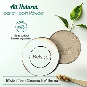 BeNat. Toothpowder Bundle. 3-Pack. Eco-Friendly. All-Natural. (1) Toothpowder in a Reusable Case, (1) Toothpowder Refill, (1) Bamboo Toothbrush.