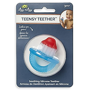 Itzy Ritzy Teensy Teether - Soothing Silicone Hollow Teether Features Flexible, Easy-to-Hold Handle, Hero Pop
