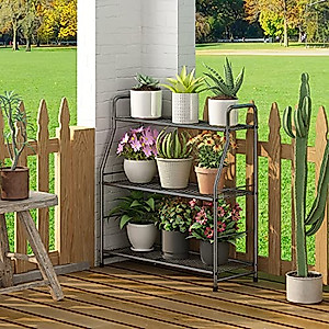 Simple Trending Plant Stand 3-Tier Plant Shelf for Indoor Outdoor, Black