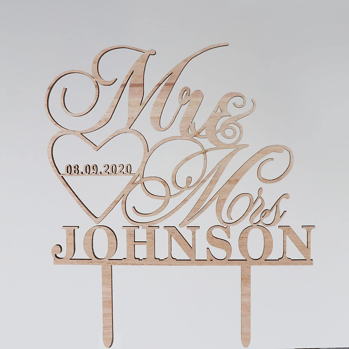 Personalized Mr & Mrs Cake Topper for Wedding,14 Colors Customized Wedding Date And Last Name To Bride and Groom,Rustic Wedding Anniversary Cake Topper