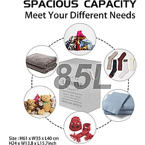 JMBNH Laundry Basket 84L Large Laundry Hamper with Lid,Foldable and Waterproof Laundry Bag with Padded Handles, Clothes Hamper Stands Up Well, Collapsible Laundry Basket Easy Storage-Gray