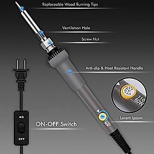 137PCS Wood burning Kit, DIY Creative Tool Set Soldering Woodburning Pen with Adjustable Temperature and Wood Piece for Embossing Carving Tips