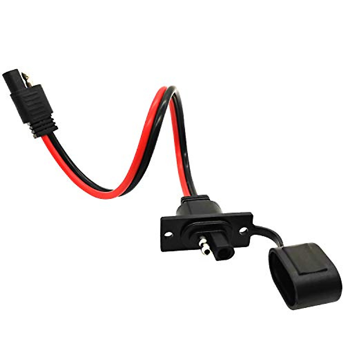 AYECEHI 12AWG SAE Cable,SAE to SAE Solar Weatherproof Socket Sidewall Port,SAE Cable Quick Disconnect Connect Panel Mount Universal Flush Mountable Connector - with Mounting Screws [Male to Male]