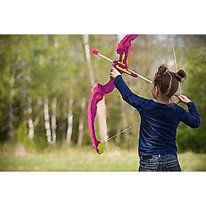 SainSmart Jr. Kids Bow & Arrow Toy, Princess Basic Archery Set Outdoor Hunting Game with 3 Suction Cup Arrows, Target & Quiver, Pink,includes 1 x luminous bow