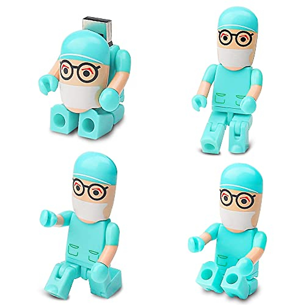 USB Flash Drive 64GB Cartoon Doctor Model USB Drive Thumb Drives USB 2.0 Memory Stick for External Data Storage, Green