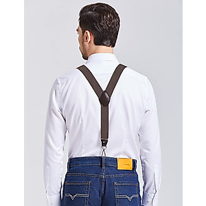 Men's Suspenders with Swivel Hooks and Elastic Straps Y-back, for Heavy Duty, Big and Tall (Coffee)