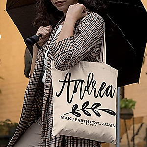 Generic Personalized Wedding Tote Bags Gift, Bride - Customized Floral Women Bag Custom Funny Beach Travel Grocery Bridesmaid Bachelorette Party Accessories Gifts C2, Beige, Single