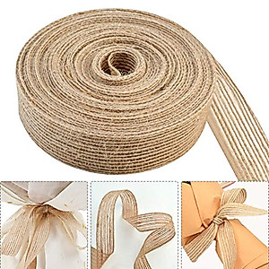 6 Roll Natural Burlap Fabric Burlap Ribbons Roll, Natural Burlap Wedding Ribbon Decorative Burlap Fabric for Wedding DIY Crafts Burlap Bows Gift Wrapping Home Decor, 0.8inch 32.8Ft Each Roll