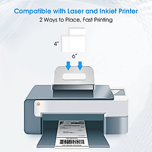 MaxGear 4x6 inch Shipping Address Labels,for Inkjet or Laser Printer, USPS Postal Mailing Shipping Labels, Matte White Paper Sheets, Permanent Strong Adhesive, Dries Quickly, 100 Pcs
