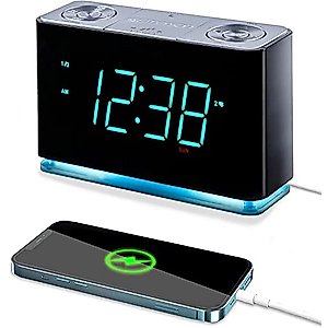 Emerson SmartSet Alarm Clock Radio with Bluetooth Speaker, Charging Station/Phone Chargers with USB port for iPhone/iPad/iPod/Android and Tablets, ER100301, Black